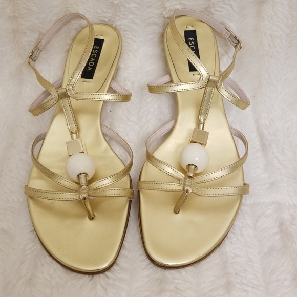 Escada | Shoes | Escada Gold Tone Sandals | Poshmark